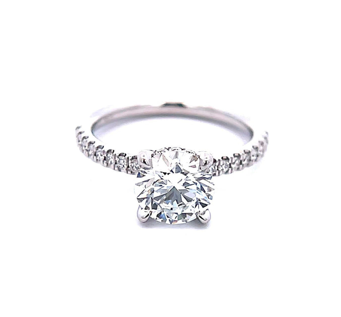 1 5 Ct Round Brilliant Cut Lab Grown Low Setting Hidden Halo Side