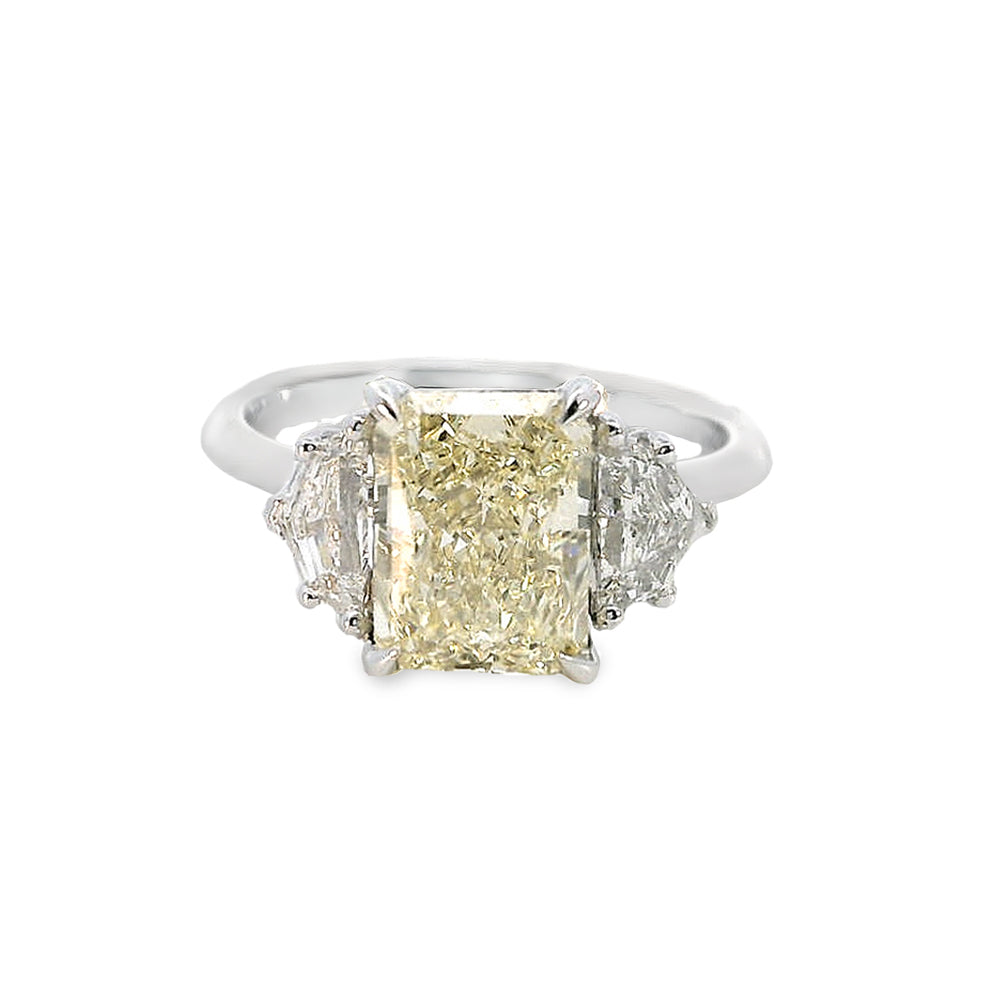 2.25ct Radiant Cut Fancy Yellow Lab-Diamond 14k Gold Three-stone ...