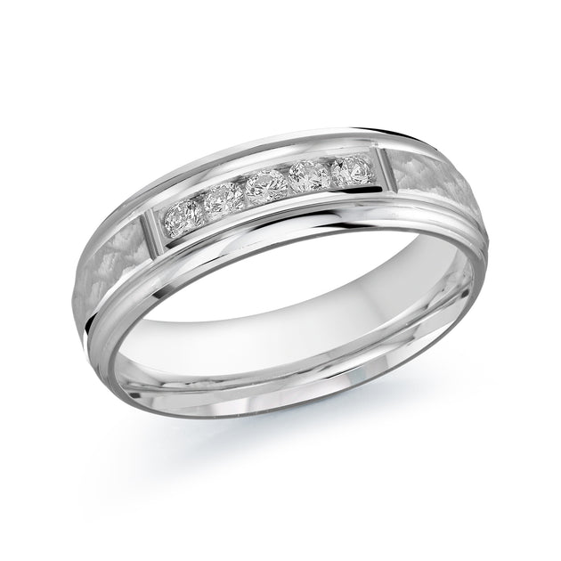 5-Stone Channel Set Brush Finish Diamond wedding Band | Wholesale Diamonds