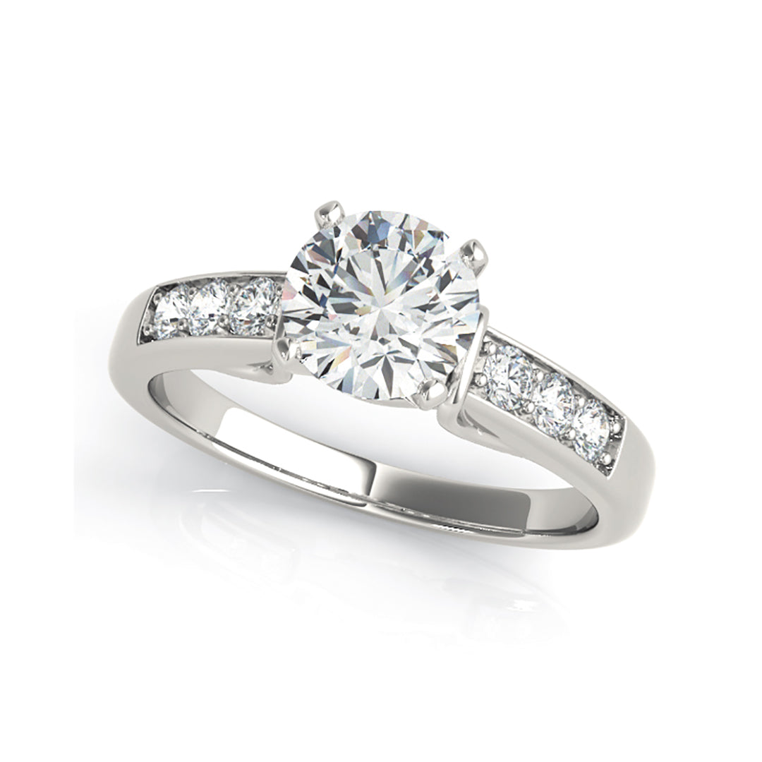 Simple Channel Set Solitaire Round Brilliant Cut Diamond Engagement ...