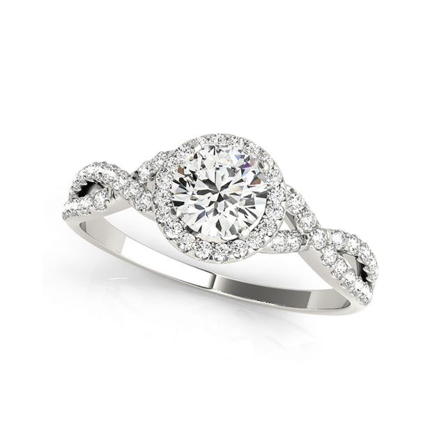 Round Brilliant Cut Halo With Infinty Shank Diamond Engagement( 0.75 ...