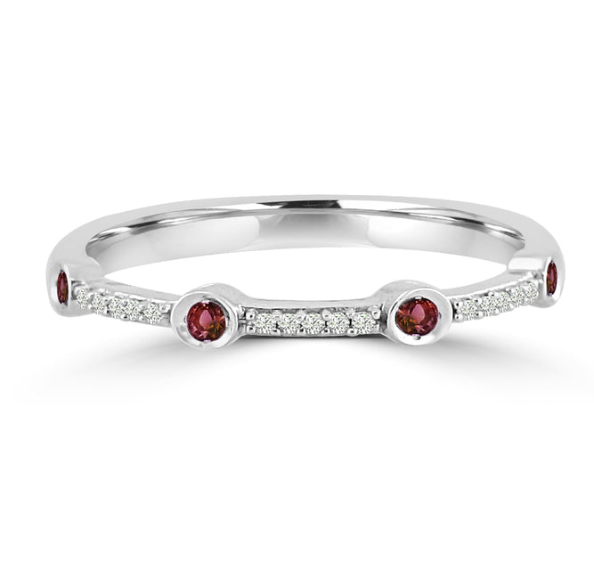 10k White Gold Diamond & Ruby Stackable ring | Fame Diamonds ...