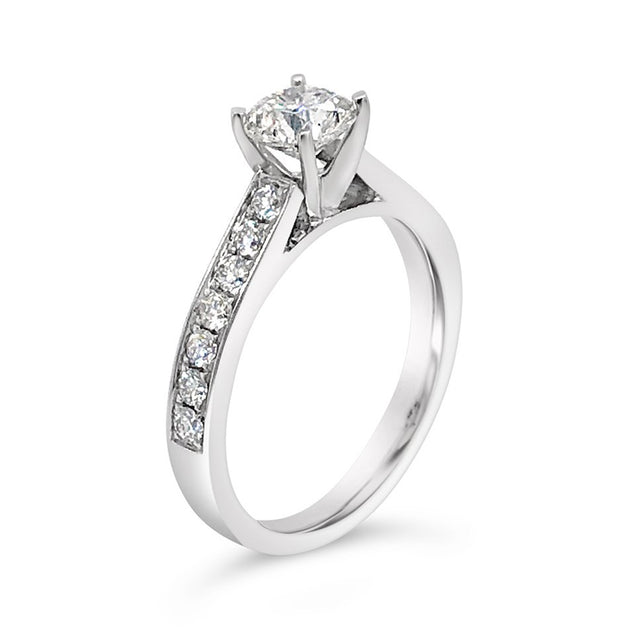 4-Prong Solitaire Channel-Set Side-Stone Diamond Engagement Ring ...